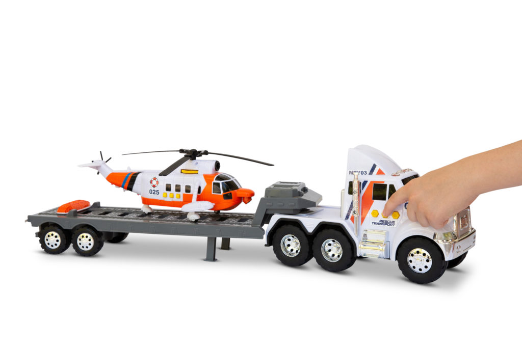 Mighty Fleet™ Titans Flatbed Truck with Helicopter – Mighty Fleet